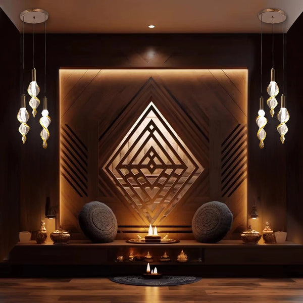 Chakra Spiral Temple Light - Hanging Light for Pooja Room – Lumora Lights